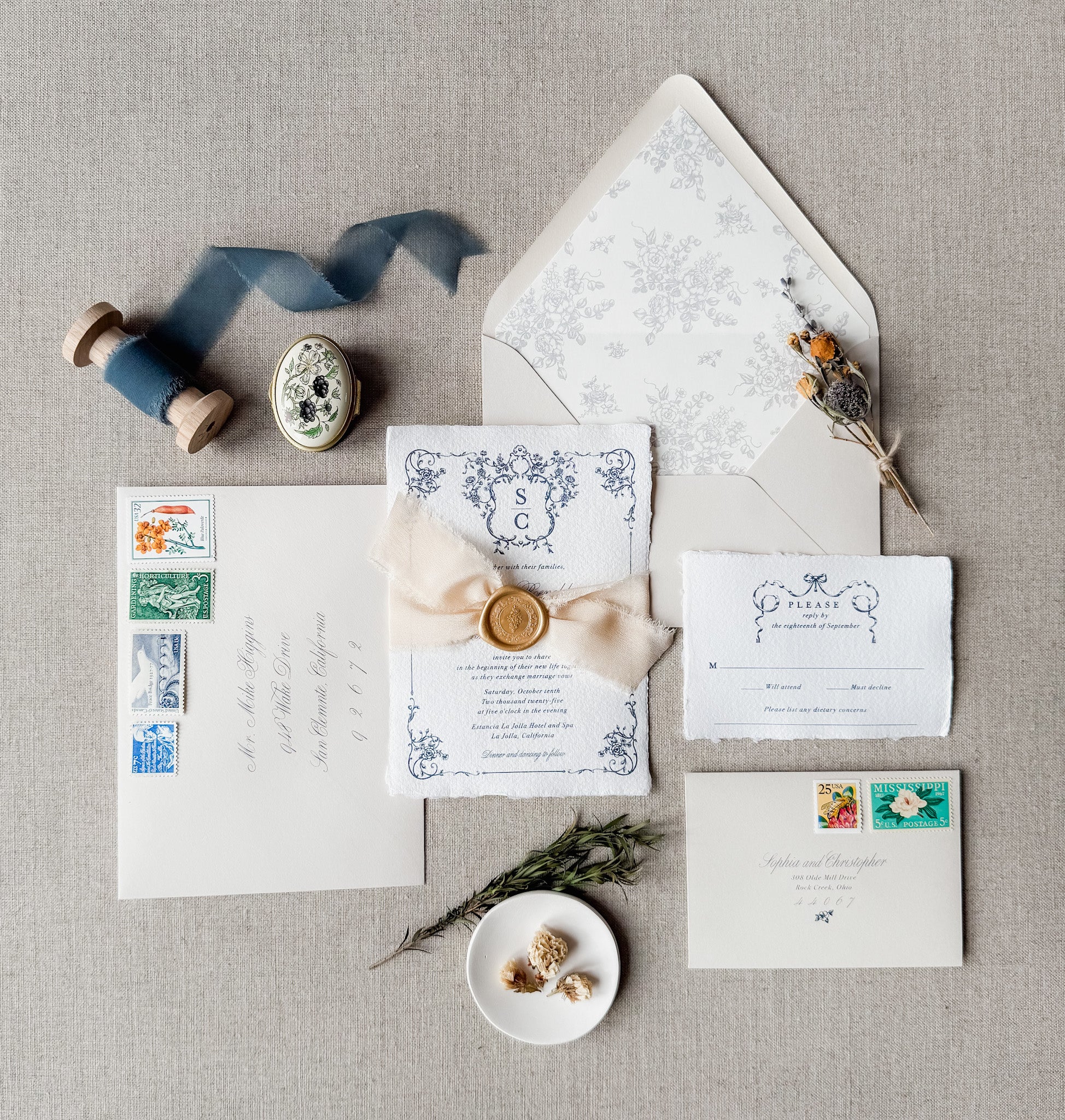 Ornate Rococo Handmade Paper Wedding Invitations | Jen Simpson Design, LLC